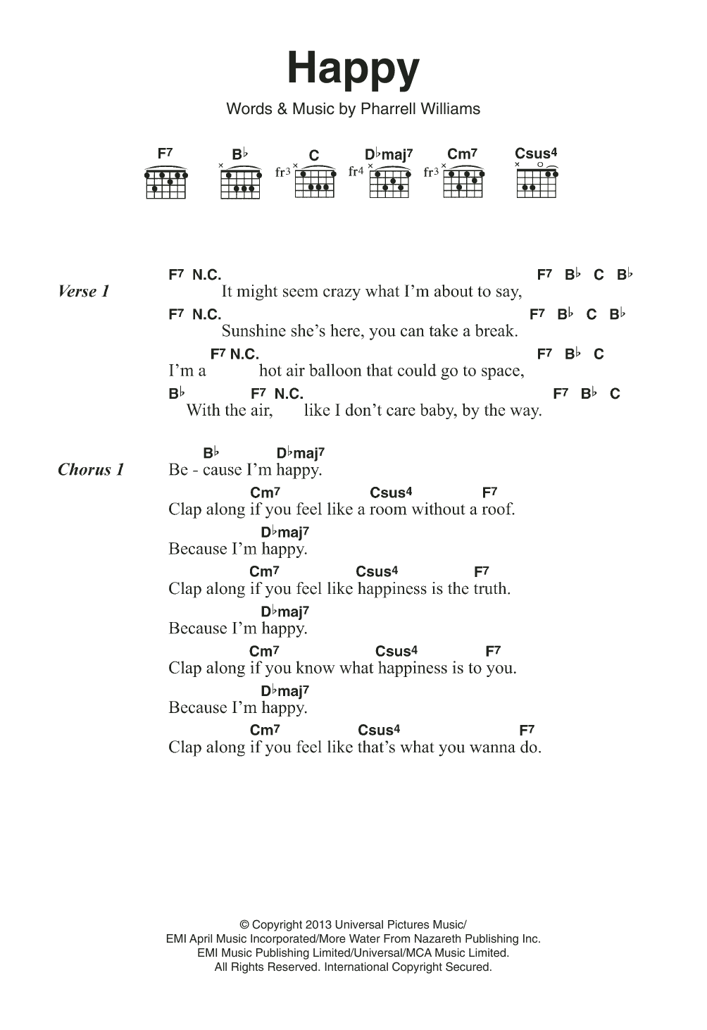 Chords For Happy | Мusic Gateway